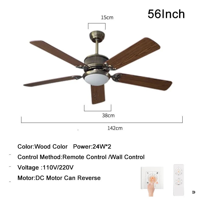 Large Wind Fans 56 inch Vintage Wooden Ceiling Fan With Lights Living ...