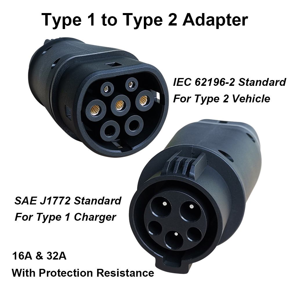 Duosida EVSE EV Adaptor 32A J1772 Type 1 to Type 2 Plug EV Adapter ...