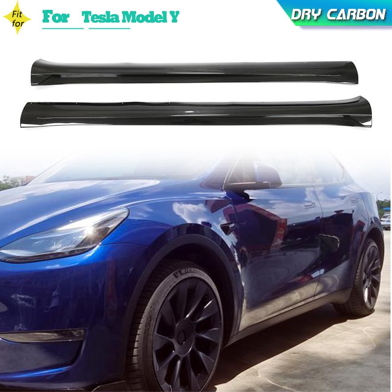 Dry Carbon Car Side Skirts Body Kits Apron For Tesla Model Y Sport 4 ...