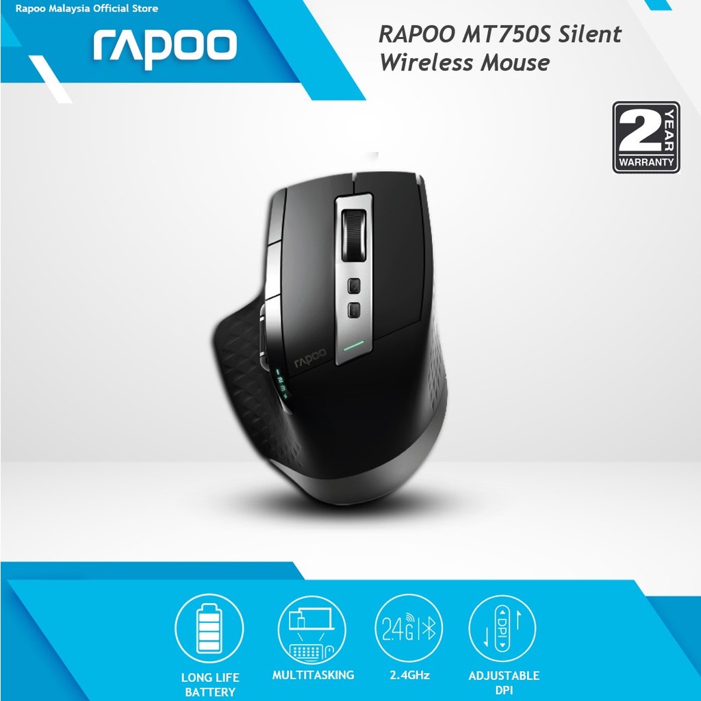 Rapoo MT750S Rechargeable Multi-mode Wireless Mouse / Bluetooth Mouse with Multi-Device ...