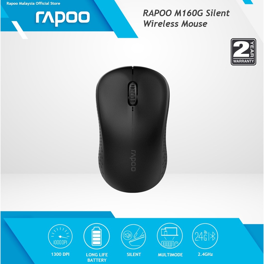 Rapoo M160 / M160G Silent Multi Mode 4.0, 3.0, 2.4G Wireless / Bluetooth Mouse - 3 Years ...