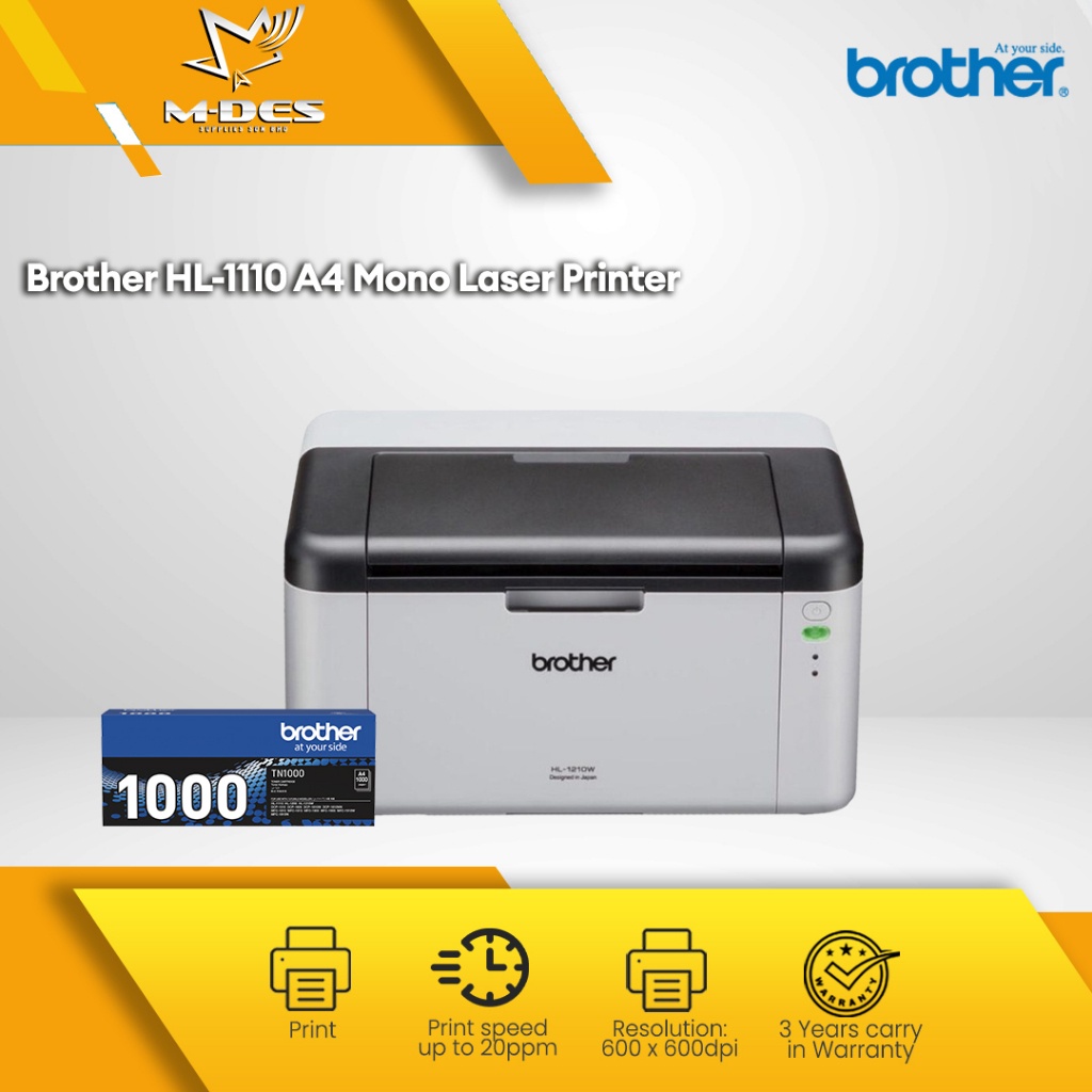 Brother HL-1110 Single Function A4 Monochrome Laserjet Printer ...