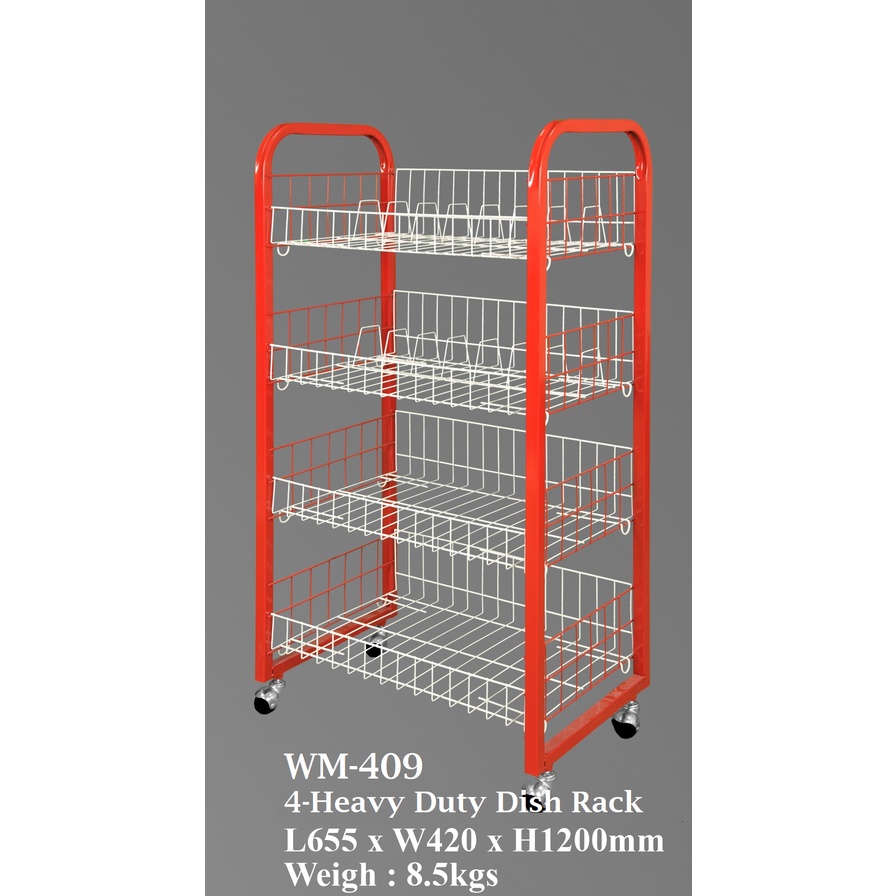 WM-444 Heavy duty Rack with roller/ WM-409 4Tier Dish Rak /Rak pinggan ...