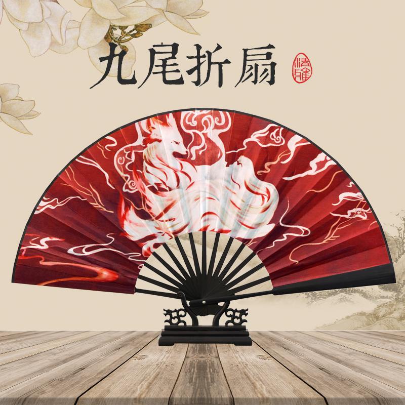 Game Genshin Impact Yae Miko Cosplay Prop Folding Fan Hand Two Sided ...