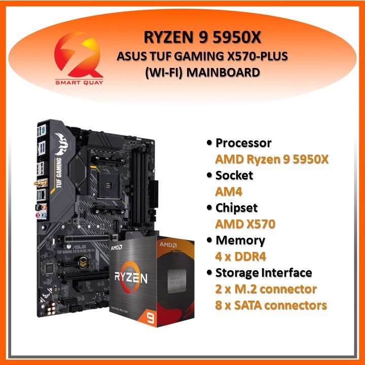 AMD RYZEN 9 5950X/ ASUS TUF GAMING X570-PLUS (WI-FI) MAINBOARD | Shopee Malaysia