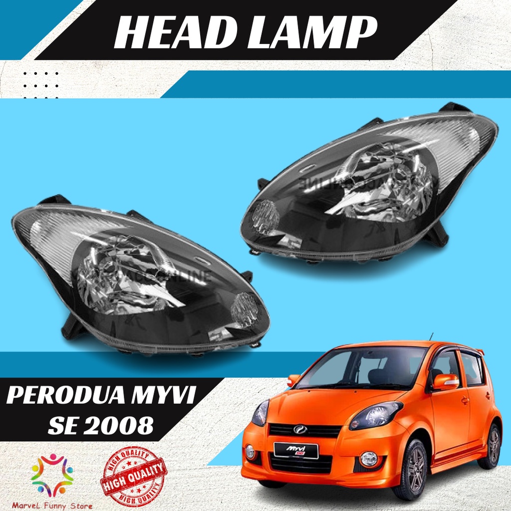 Perodua Myvi Lama Se 2005 Head Lamp Hitam Smoke Light Lampu Depan Besar ...