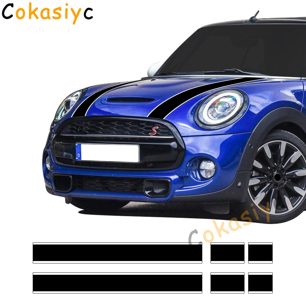 Car Styling Hood Bonnet Stripes Engine Cover Decal Stickers For Mini ...