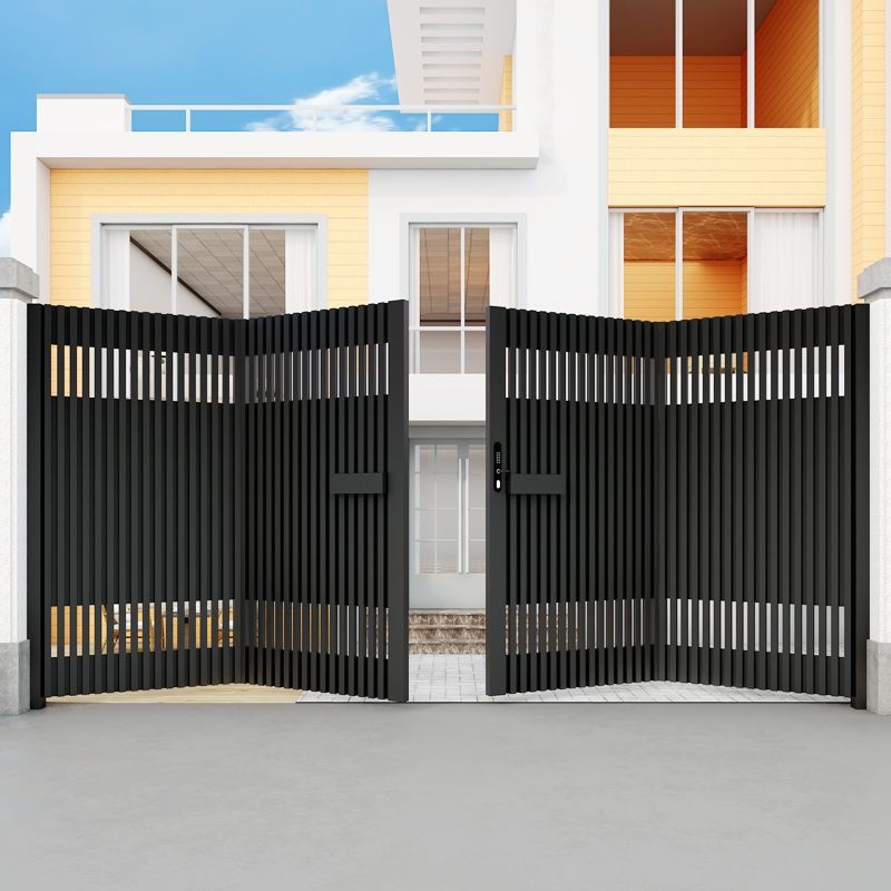 Solid wood Wrought Iron Gate Four-Open Folding Gate Garden Fence Gate ...