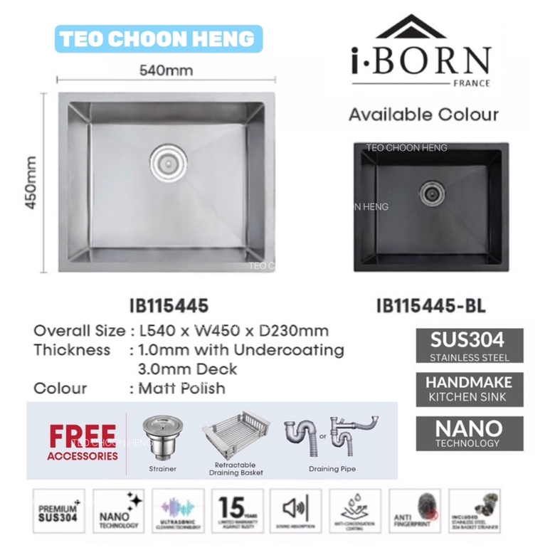 IB115445 IBORN HANDMAKE SUS304 NANO TECHNOLOGY KITCHEN SINK Single bowl ...