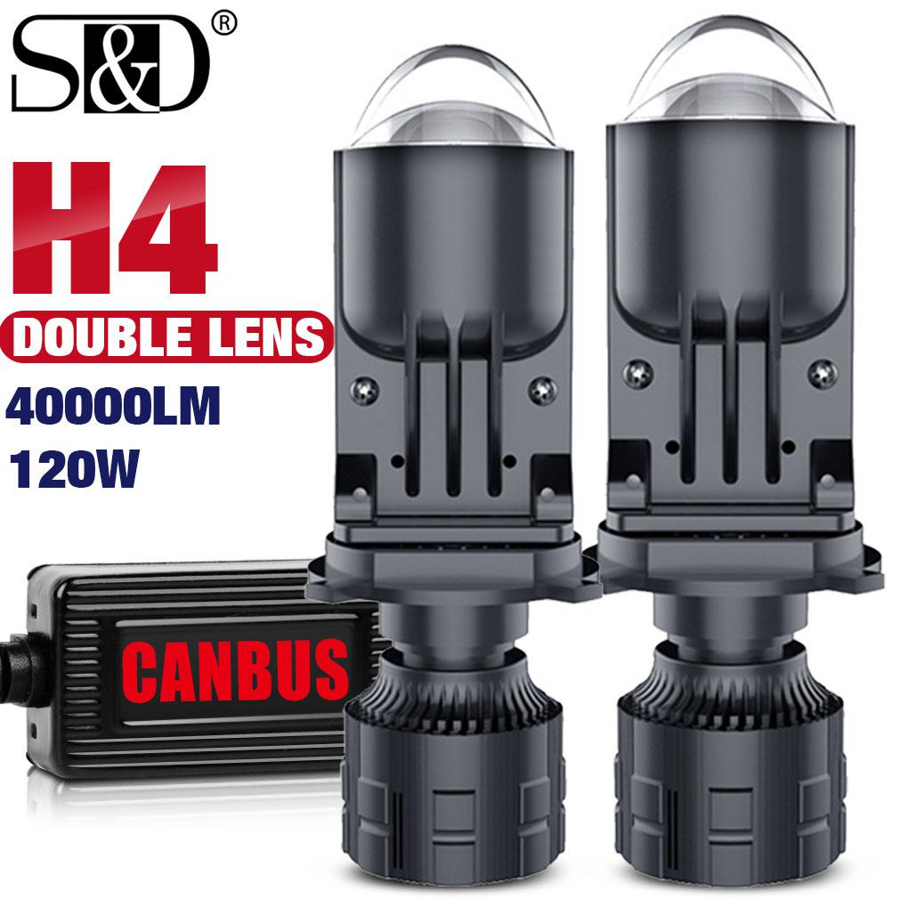 40000LM H4 Led Mini Projector Headlight Lens 120W H4 LED LHD RHD Bulb ...