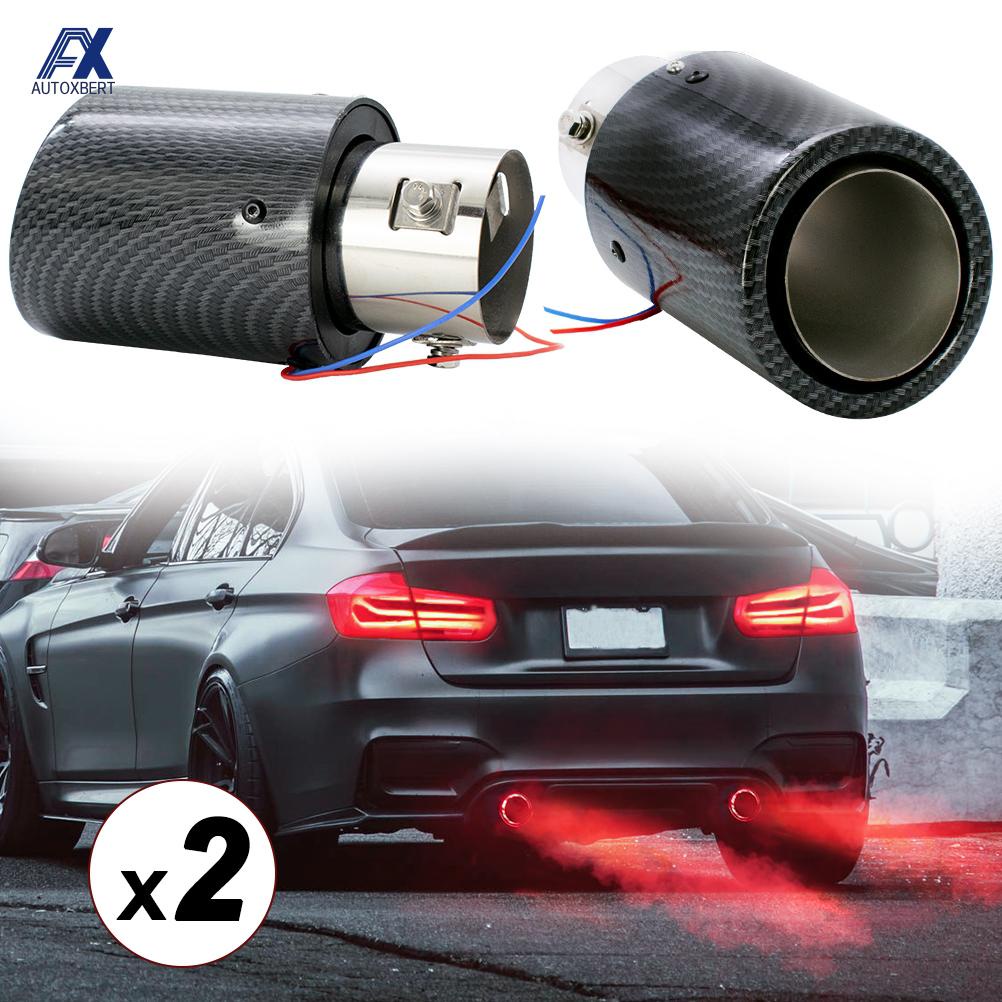 2PC Universal 63mm 2.5"; Car Exhaust Muffler Tip Tail Pipe Luminous ...