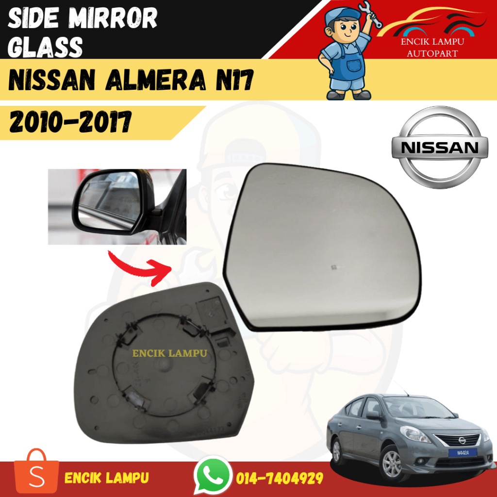 NISSAN ALMERA N17 VERSA ORIGINAL NISSAN SIDE MIRROR GLASS KACA CERMIN ...