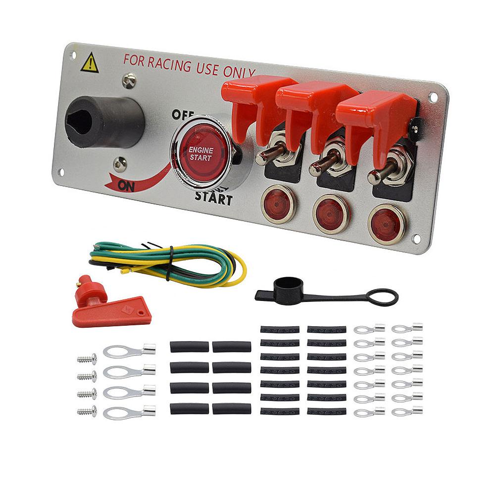 12V Racing Car LED Toggle Ignition Switch Panel Engine Start Button Set ...