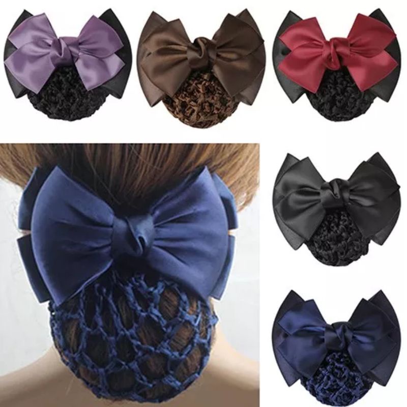 Hair net Ribbon hair net big Ribbon hair ties Ribbon bow knot bun hair ...