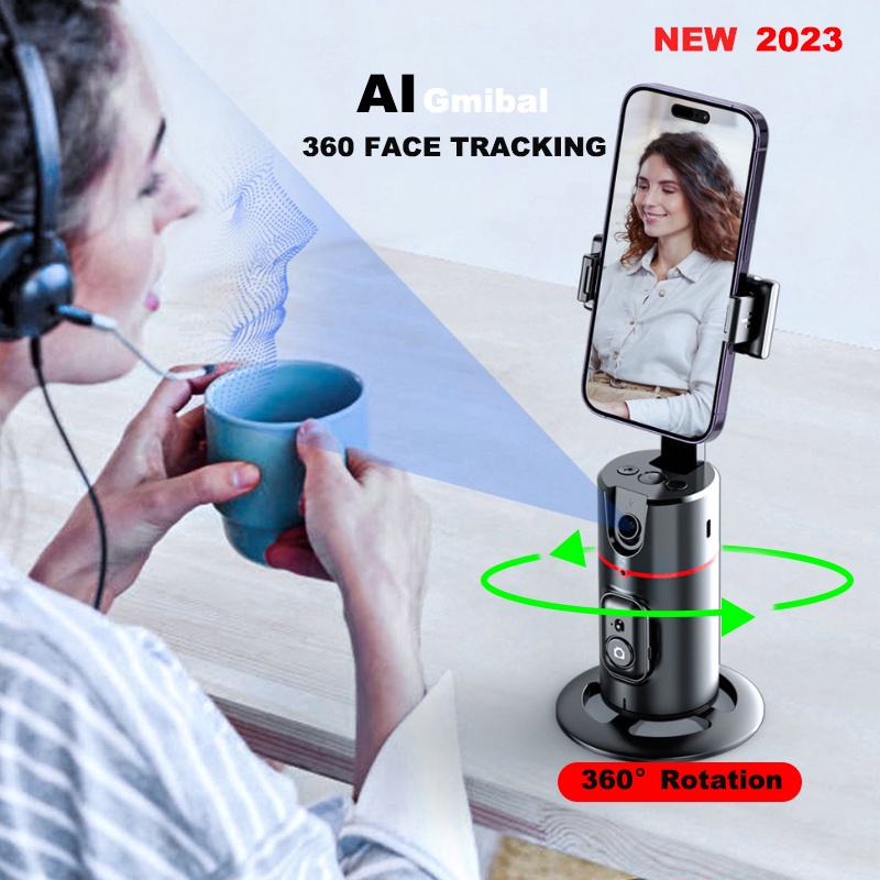 Upgrated 360° Rotation Smart Auto Face Tracking Tripod with BT Wireless ...