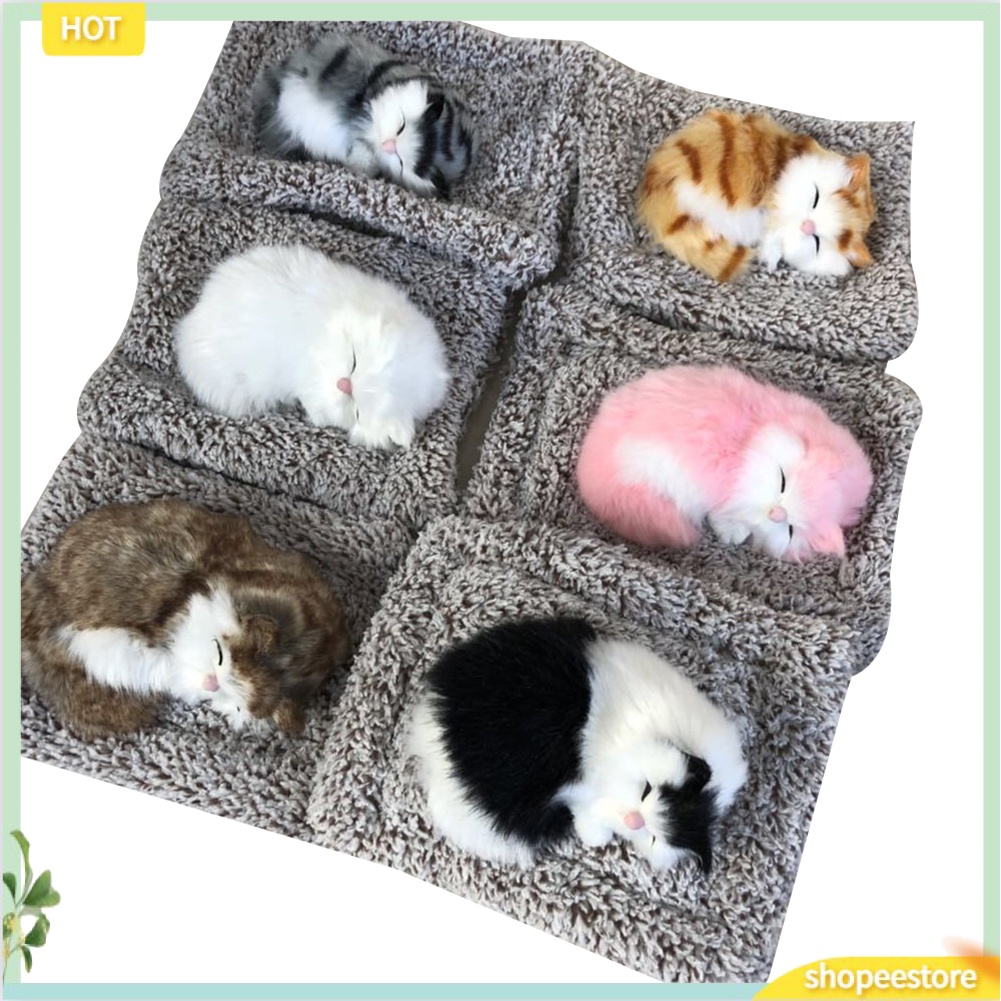 (shopeestore) Simulation Sleeping Cat Plush Bamboo Charcoal Doll Car ...