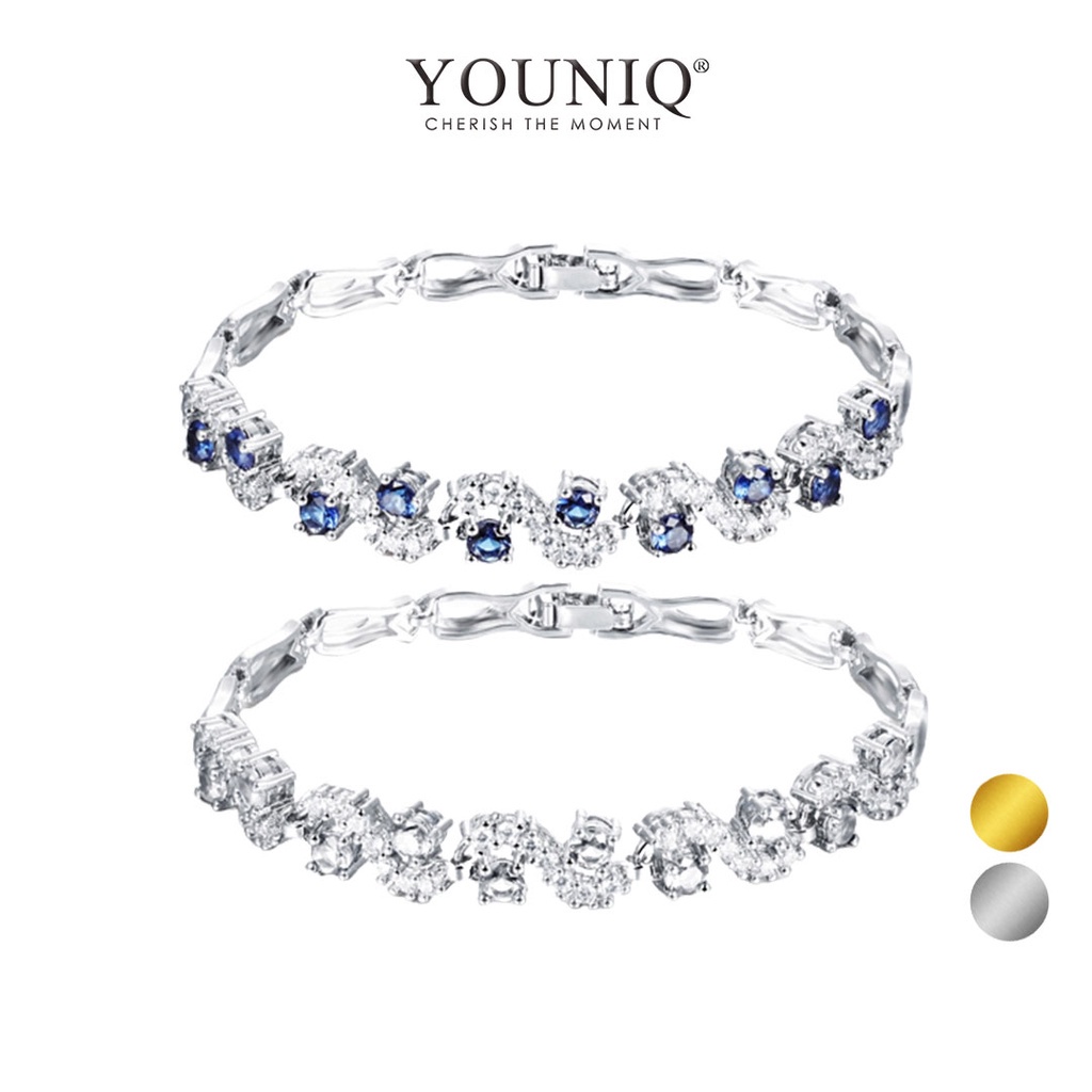 YOUNIQ Crescent Cubic Zirconia Platinum Plated Silver / 18K Gold ...