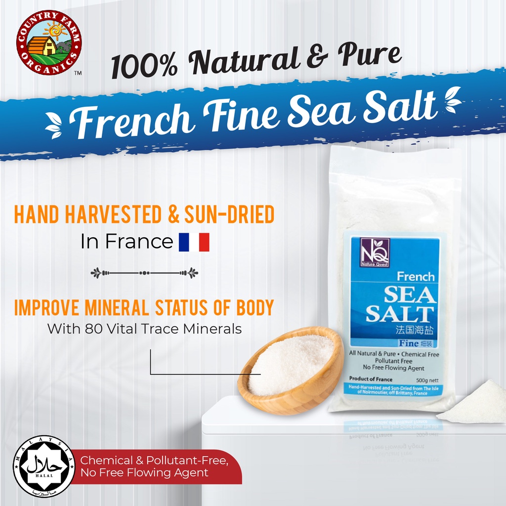 Hand Harvested Pure French Fine Sea Salt 500g. 100% Natural Has over 80 Minerals Helps Relieve ...