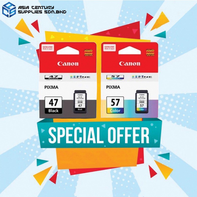 Canon PG-47 (15ML) CL-57 (13ML) CL-57s (8ML) Original Ink Cartridge ...
