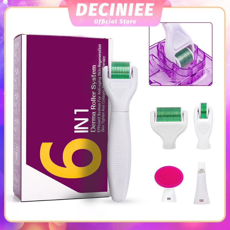 6 In 1 Microneedle Derma Roller Kit for Face Body 300/720/1200 ...