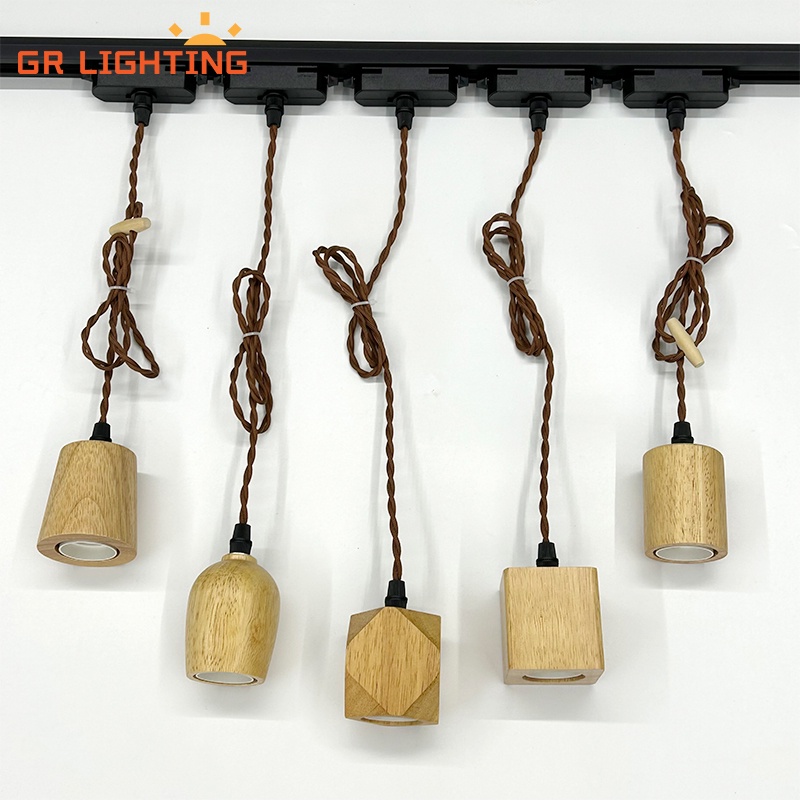 Simple track light chandelier e27 log lamp holder Edison bulb ...