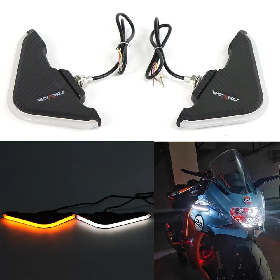 Universal LED Motorcycle Turn Signal Winglets Front Fairing Aerodynamic ...