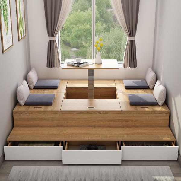☃∏Custom Tatami Bed With Lifting Table Multi-Functional Small Apartment ...