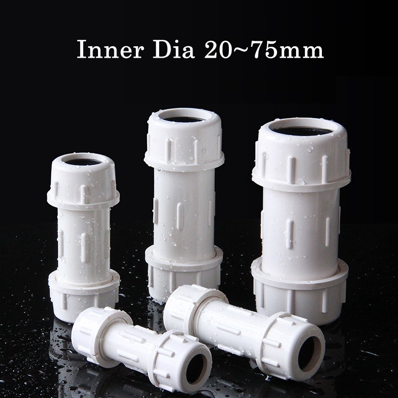 1PC 20-75MM PVC Union Pipe Fitting Straight Adapter Reducer Water Quick ...