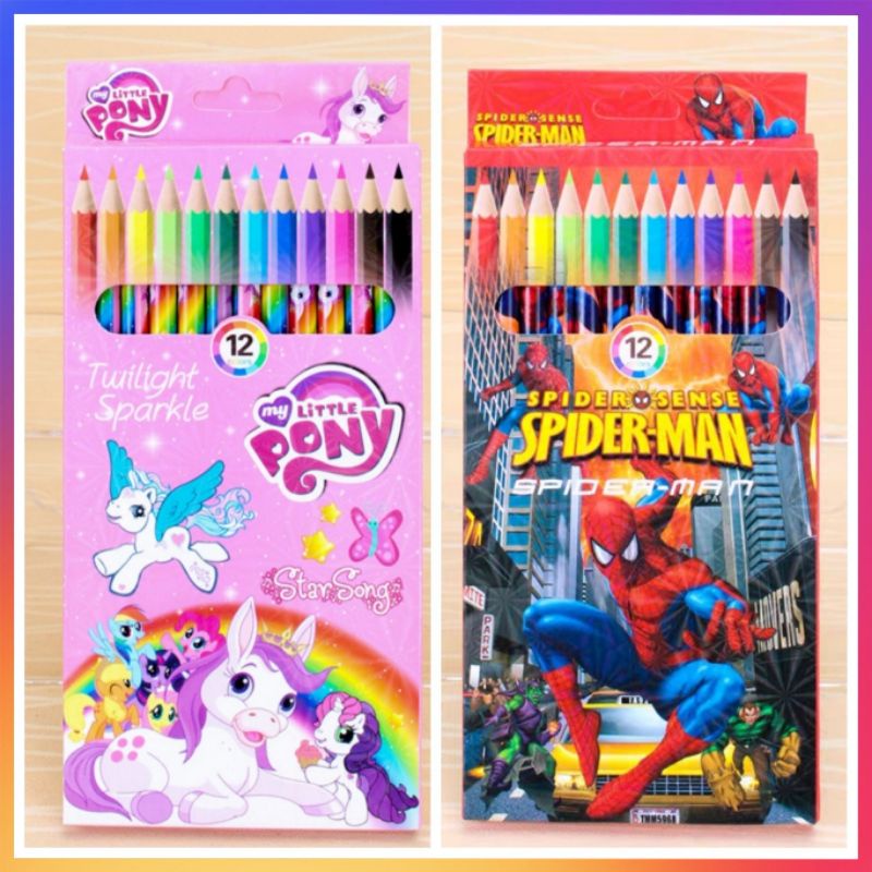 Unicorn 12 Color Pencil Box Pink Coloring School Stationaries Pensel ...