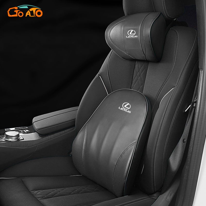 GTIOATO Car Pillow Head Rest Leather Lumbar Pillow Auto Headrest Pillow ...