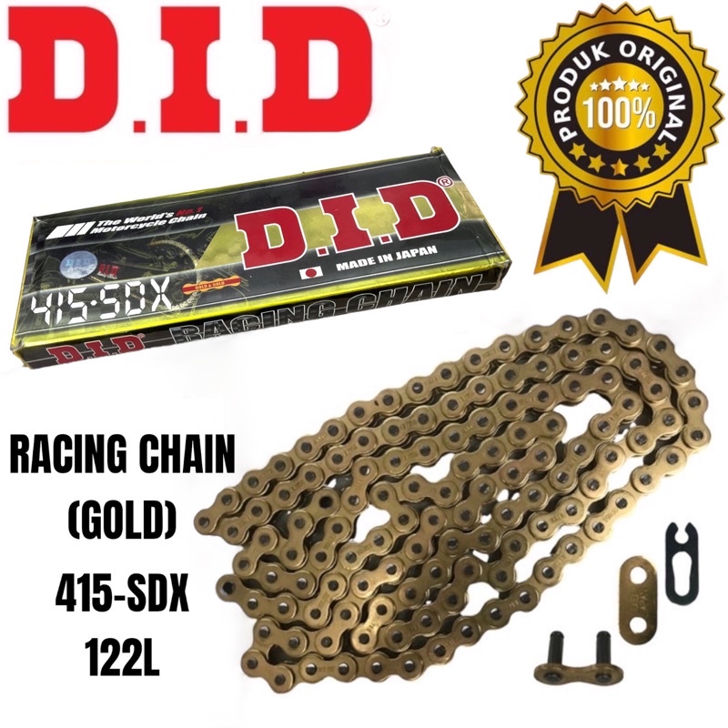 🔥100% ORIGINAL DID RACING CHAIN 415-5DX 122L GOLD HEAVY DUTY RANTAI ...