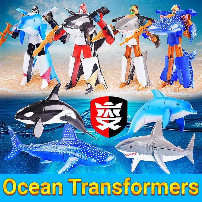 Animals Transformation Robot Action Figure Shark Dolphin Transfomers ...