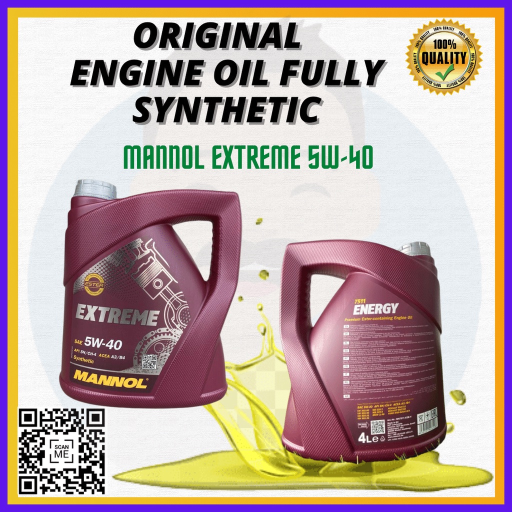MANNOL EXTREME 5W-40 FULLY SYNTHETIC 4 LITRE ENGINE OIL LUBRICANT ...