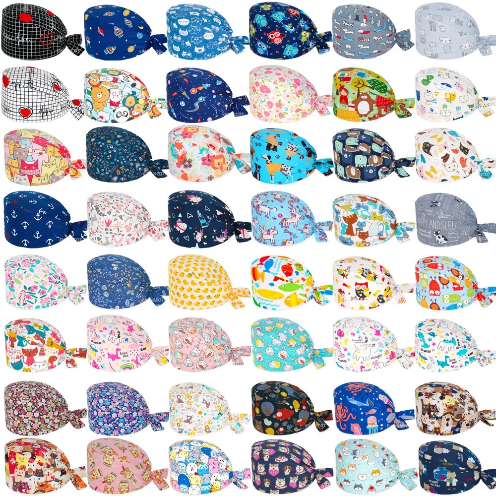 Unisex Soft Scrub Cap Cartoon Printing Scrubs Hat for women surgicals ...