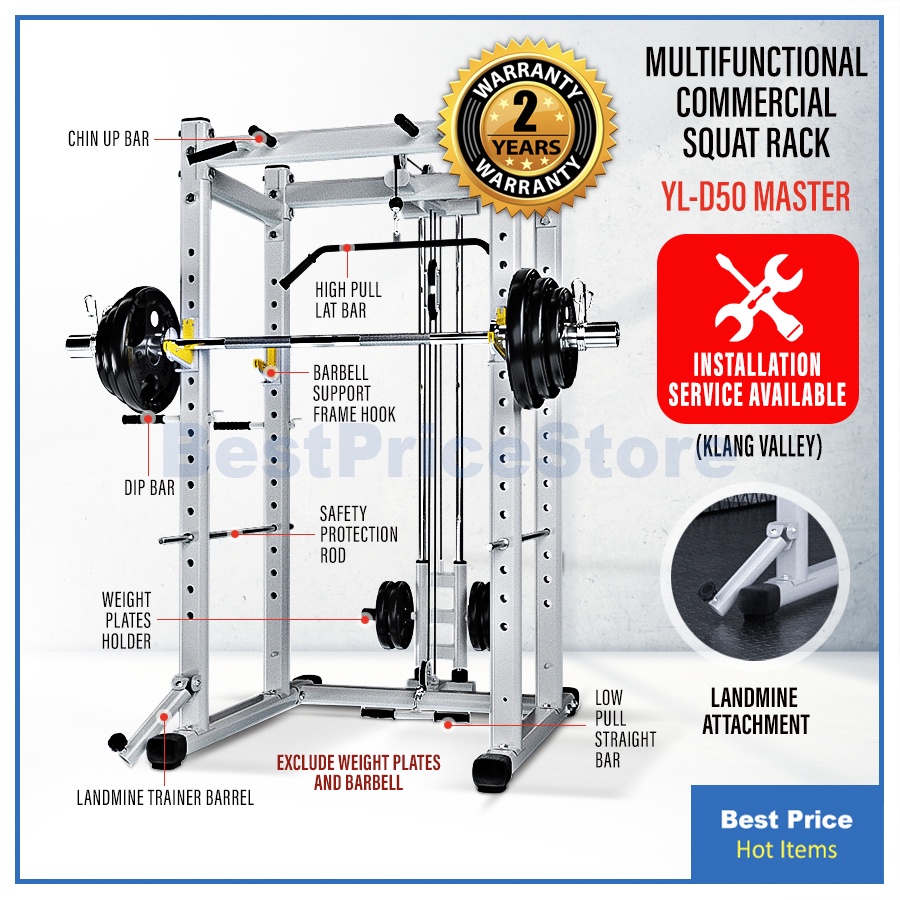 BPS (Sales) Multi Function Smith Machine Pull Lat Squat Rack Chin Up ...