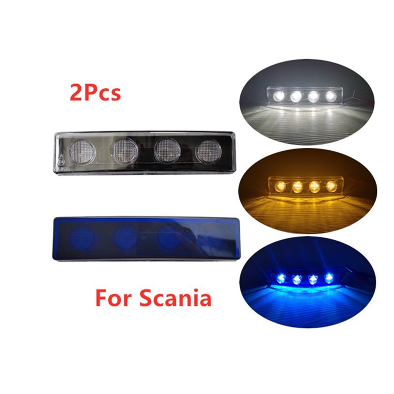 2Pcs 24v White Amber Blue Led side marker for Scania heavy duty truck ...
