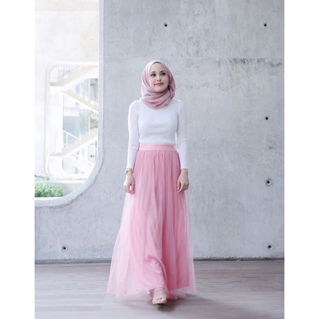 Muslimah Tutu Plain Skirt Full Lining Tutu Skirt Labuh Tulle Maxi Long ...