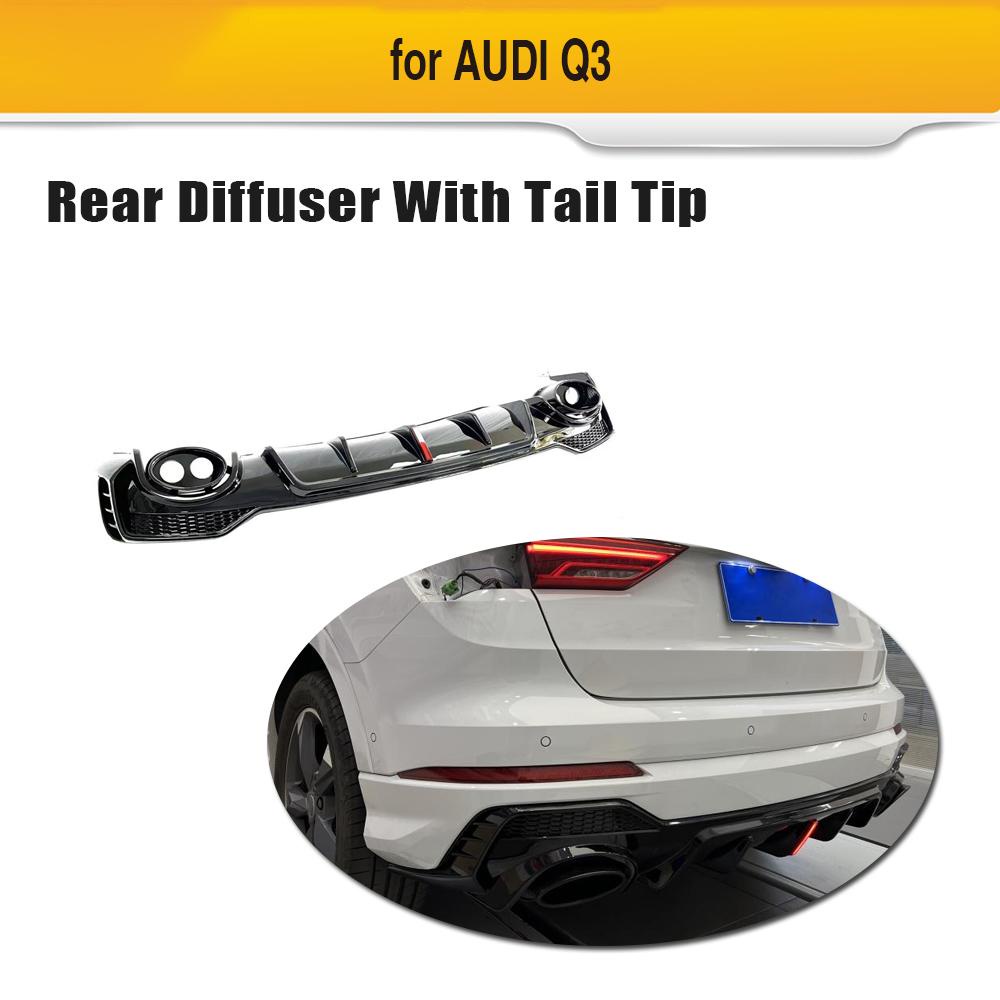 Rear Bumper Diffuser Lip Spoiler with Exhaust Tips for Audi Q3 Sport ...