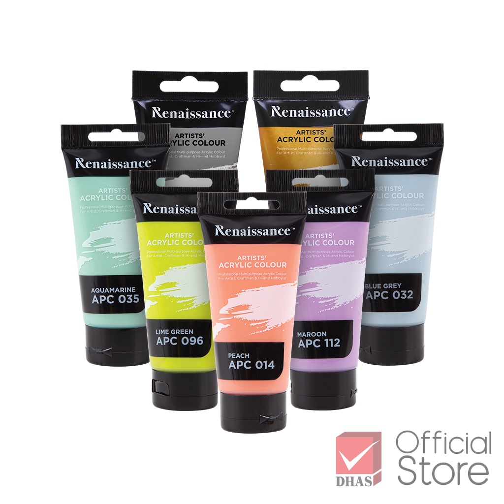 Renaissance Acrylic Colour - Pastel and Metallic Colour (75ml/Tube ...