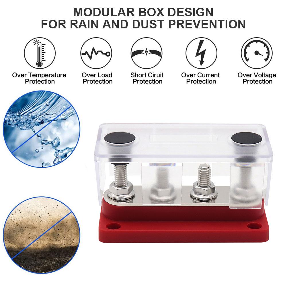 150A Busbar Terminal Block 4 Way Bus Bar Box 5/16 Studs Busbar Power ...