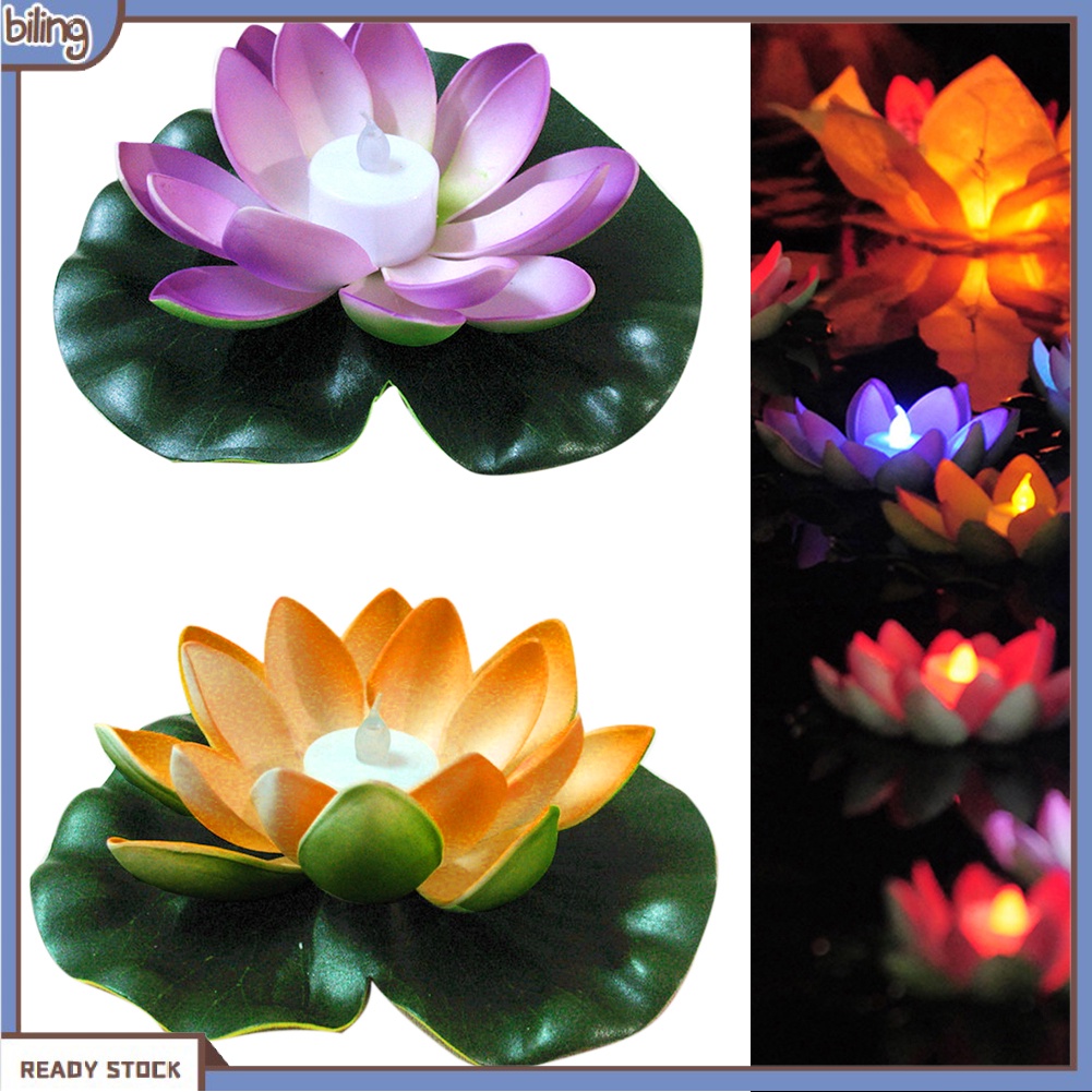 [biling] Artificial Lotus Flower LED Light Swimming Pool Garden Pond ...