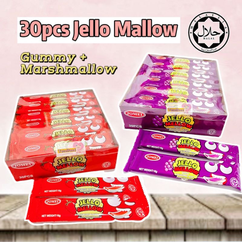 Jomei Jelo Mallow marshmallow with jelly gummy 30pcs [Grape /Strawberry ...