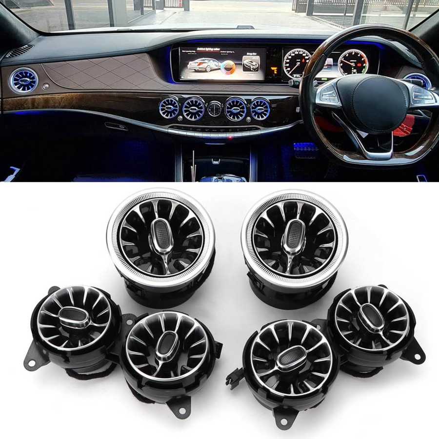 6pcs 7 Color Front LED Turbine Air Vent Ambient Light Kits for Mercedes ...