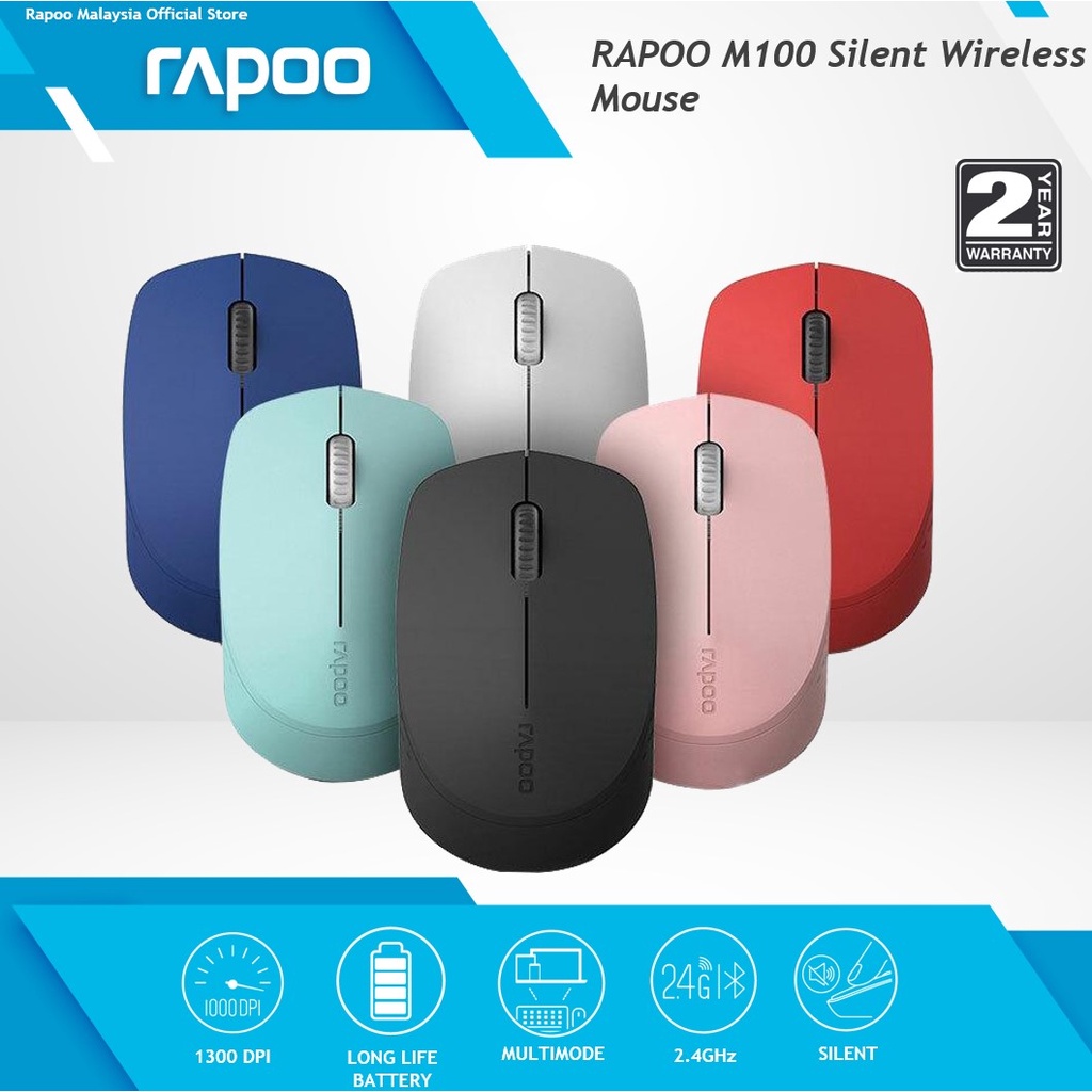 Rapoo M100 Silent Multi Mode Bluetooth Mouse 2.4G Wireless Mouse Mouse ...