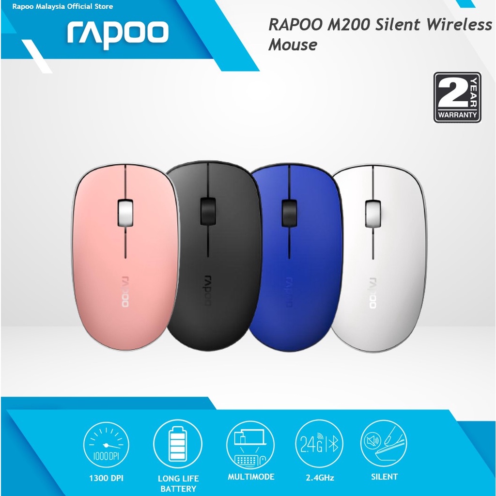 Rapoo M200 Silent Multi Mode 2.4G Wireless Mouse Bluetooth Mouse ...