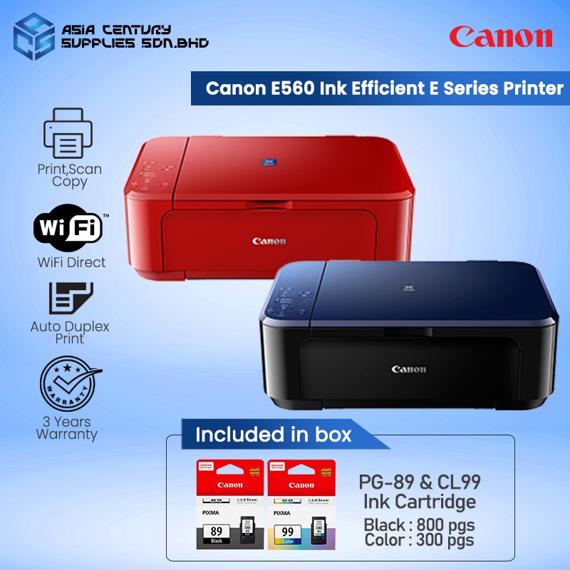 Canon Pixma E560 Black / Red All In One Wireless A4 Color Inkjet Printer ( Print Scan Copy Wifi ...