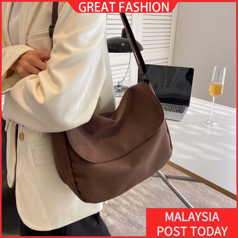 Simpe Canvas Shoulder Bag Solid Color Sling Bag Student Messenger Bag ...
