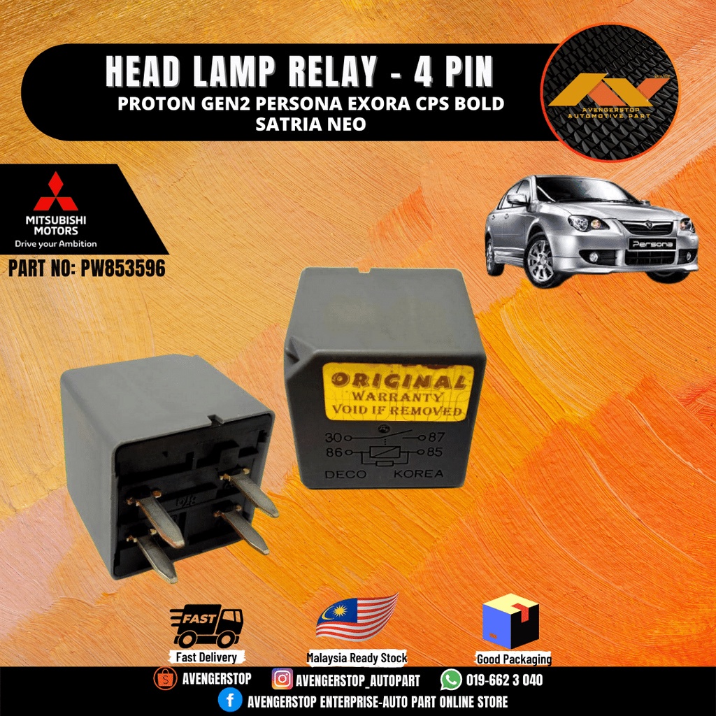PROTON GEN2 PERSONA EXORA CPS BOLD SATRIA NEO HEAD LAMP RELAY NEW ...