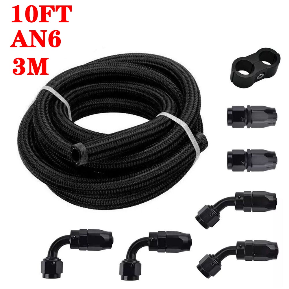 Racing Car 3M 10ft AN6 6AN Stainless Steel Braided Fuel Line Oil Gas ...