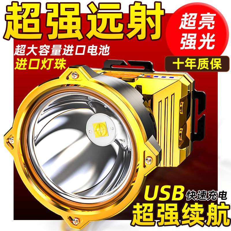 Lampu depan LED cahaya kuat jarak jauh boleh dicas semula kalis air super terang dipasang pada ...